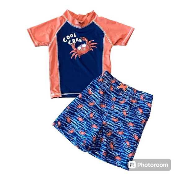 Mick Mack | Swim | Mick Mack Crab Rashguard Trunks Swimsuit Set | Poshmark
